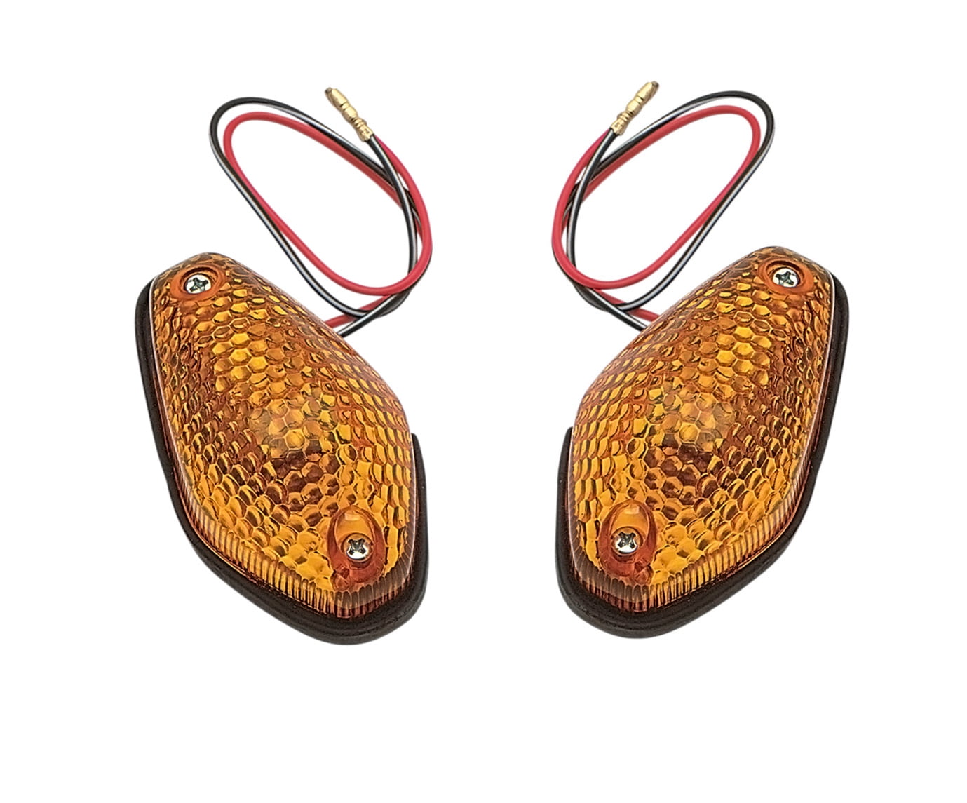 K&S Single Filament Teardrop Black Marker Lights w/Amber Lens (25-8058 ...