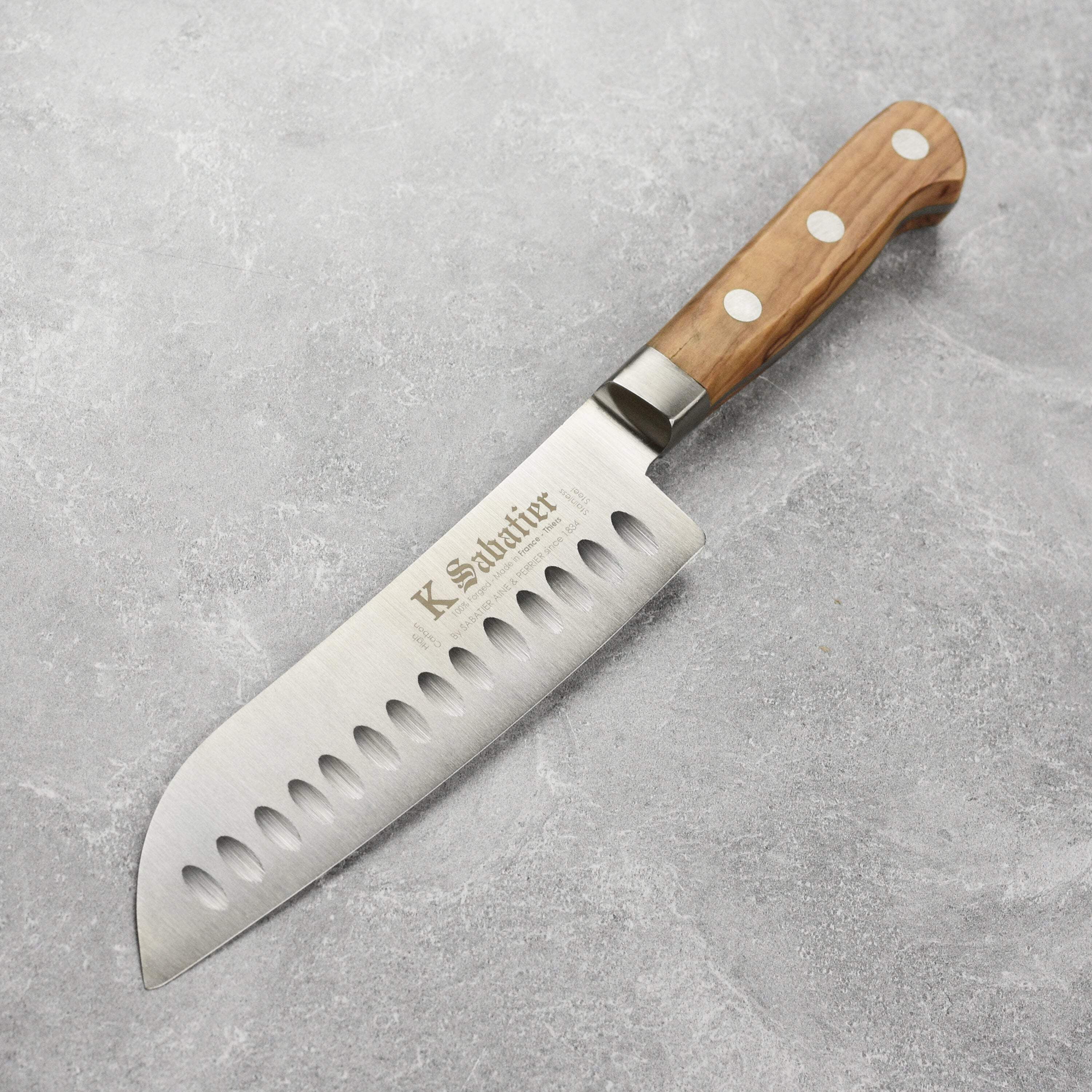K Sabatier Olive Wood 7" Hollow Edge Santoku Knife - Walmart.com