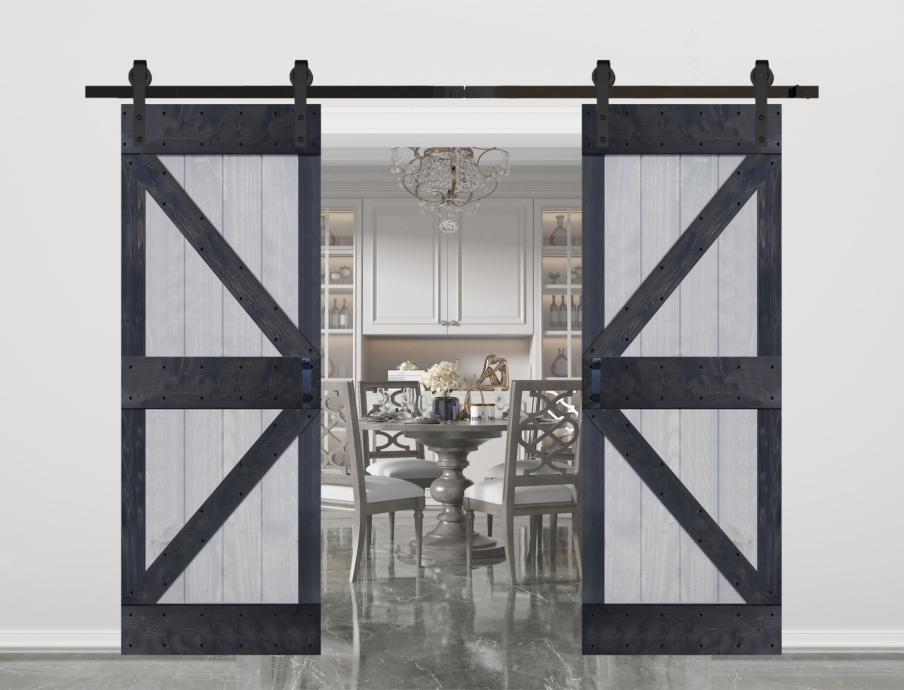 K Series 56in. X 84in. French Gray/Carbon Gray Finished DIY Knotty Pine ...