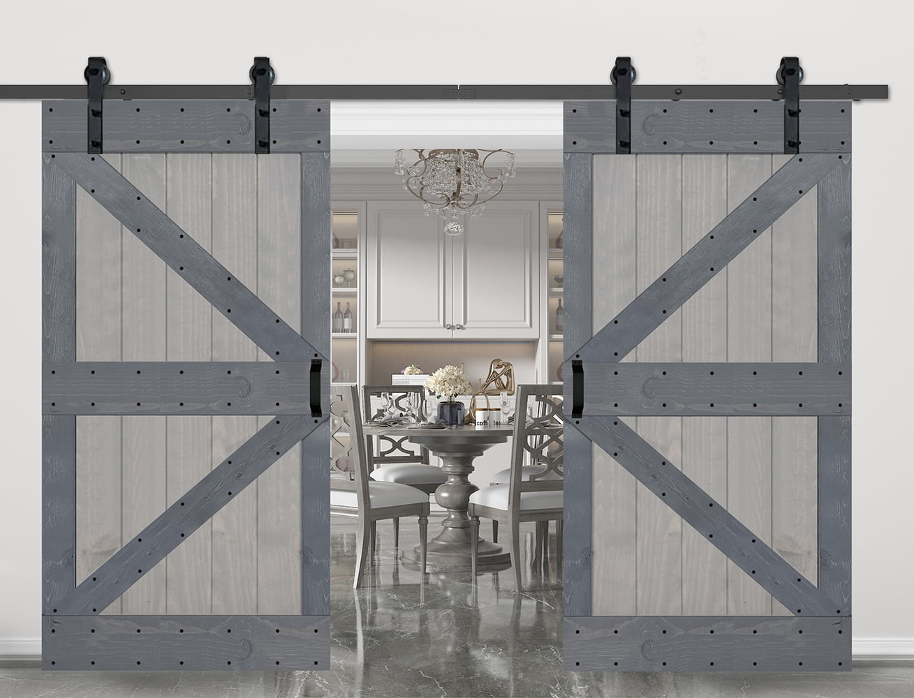 K Series 84in. X 84in. French Gray/Dark Gray Finished DIY Knotty Pine ...