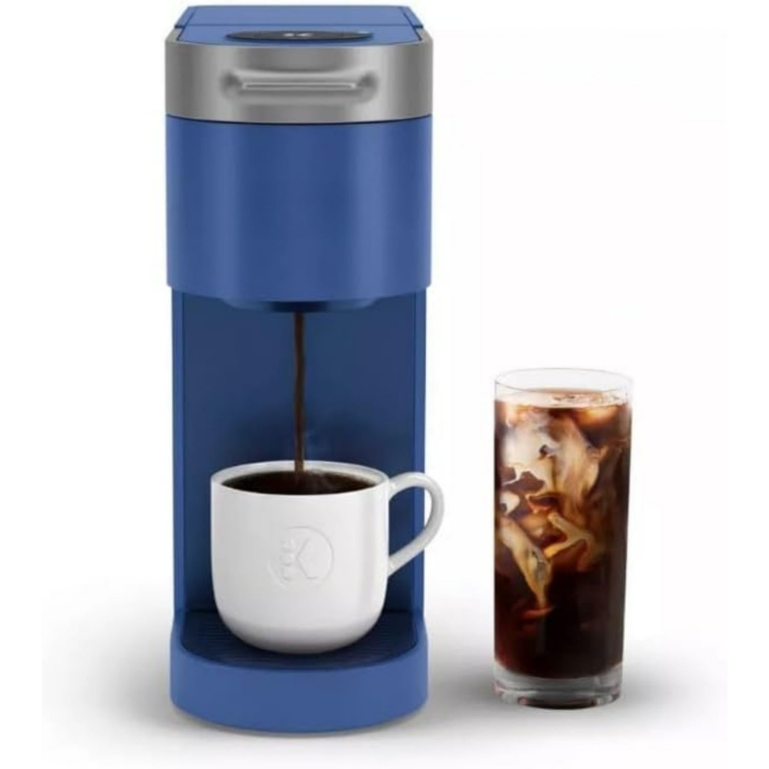 K-Slim + ICED Single Serve Coffee Maker, Brews 8 to 12oz. Cups, Blue ...