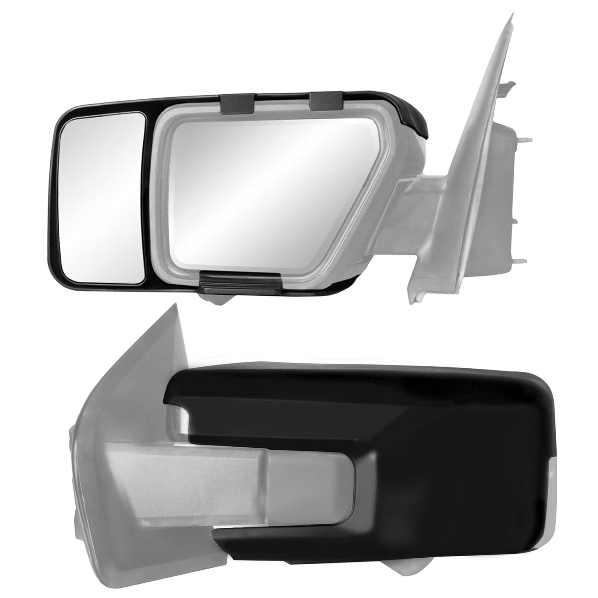 K Source Snap & Zap Custom Towing Mirrors with Clip Extensions for Ford ...