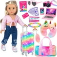 K.T. FANCY American 18 Inch Doll Travel Play Set, 23 PCS Suitcase ...