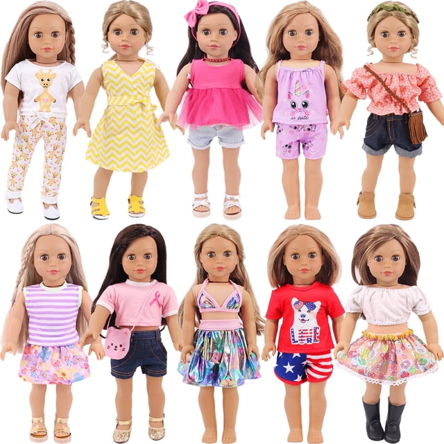 K.T. Fancy 10 Sets American Girl Doll Clothes and Accessories, 18 Inch ...