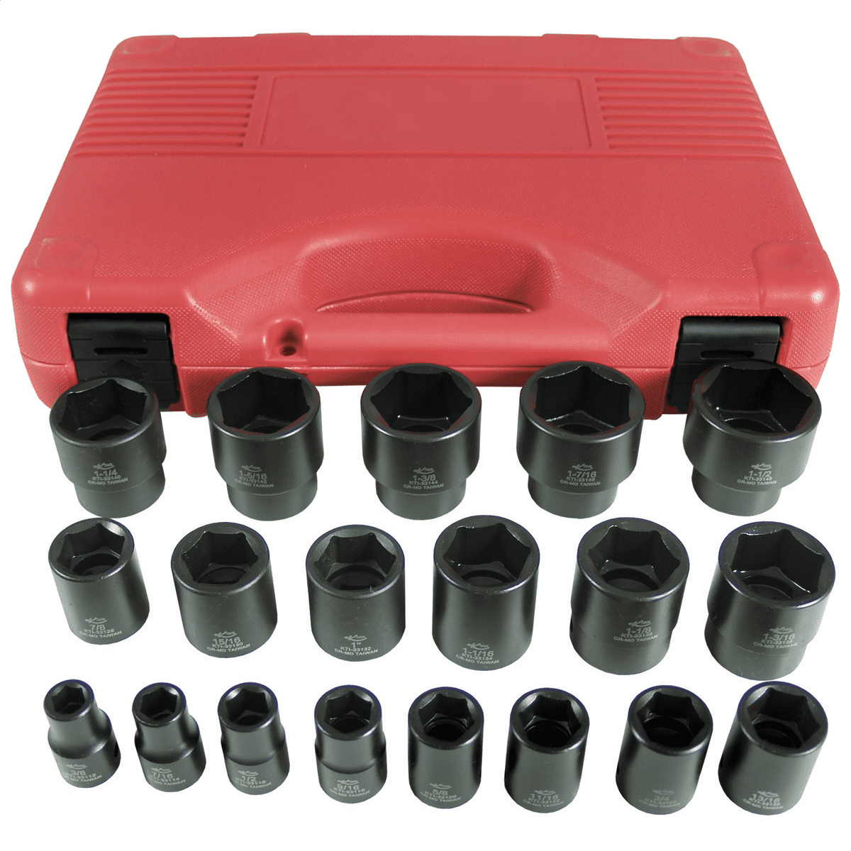 K-Tool 33101 19pc 1/2" Drive 6-Point Fractional SAE Short Impact Socket Set - Walmart.com