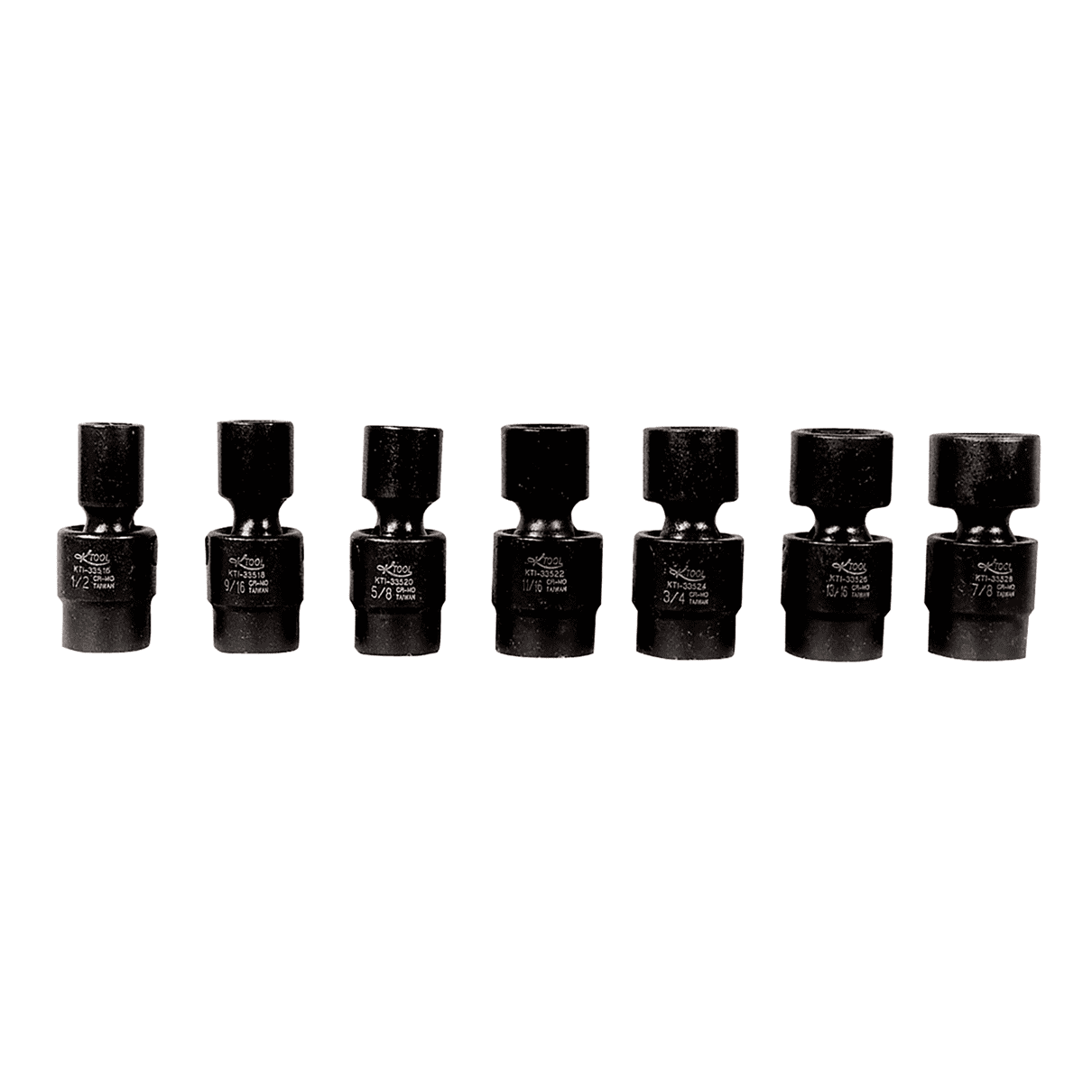 K-Tool 33500 7-pc 1/2" Drive Fractional SAE 6-Point Flex Impact Socket ...
