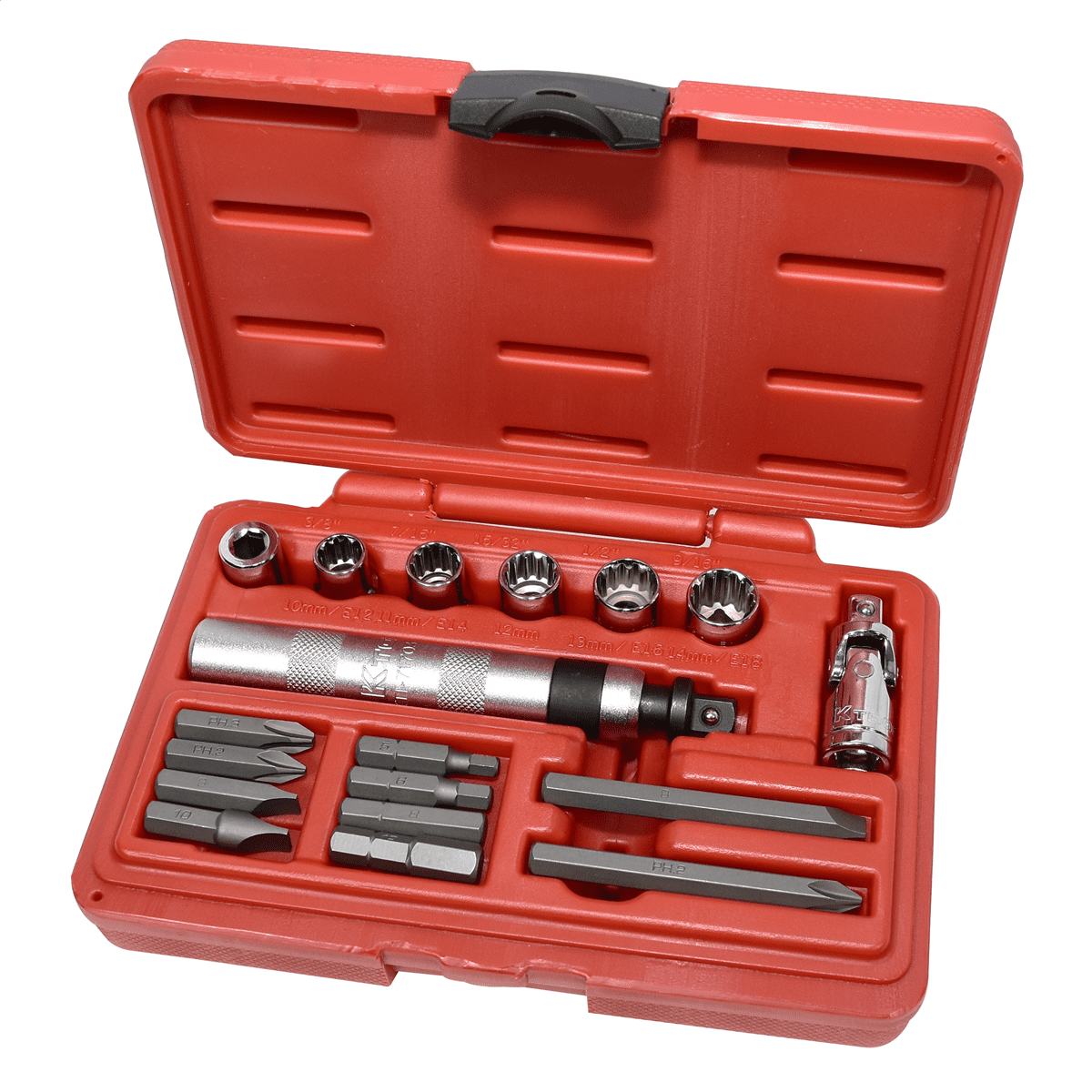 K-Tool 71717 18 Pc. 3/8" Drive Impact Driver Set w/ Multi-Function ...