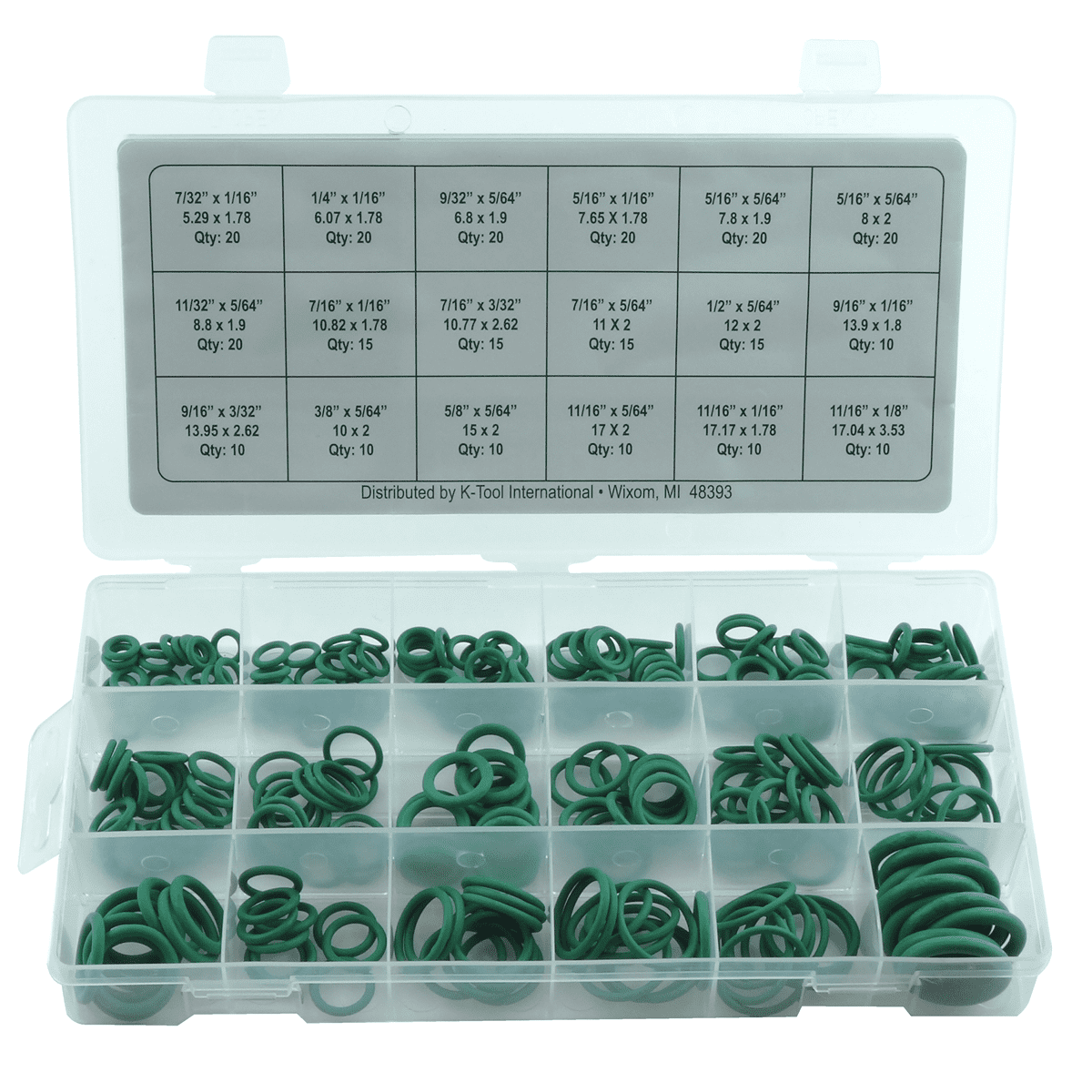 K-Tool 86 270-pc HNBR O-Ring Assortment, 18 sizes, High Temperature ...