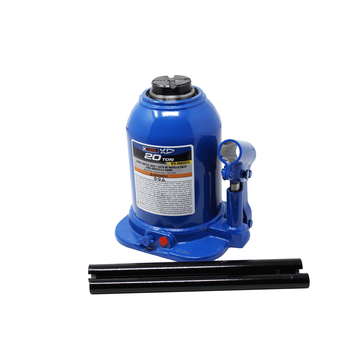 K Tool 20 Ton Hydraulic Bottle Jack, 44,000 lbs. Capacity, 7.25"-13.39 ...