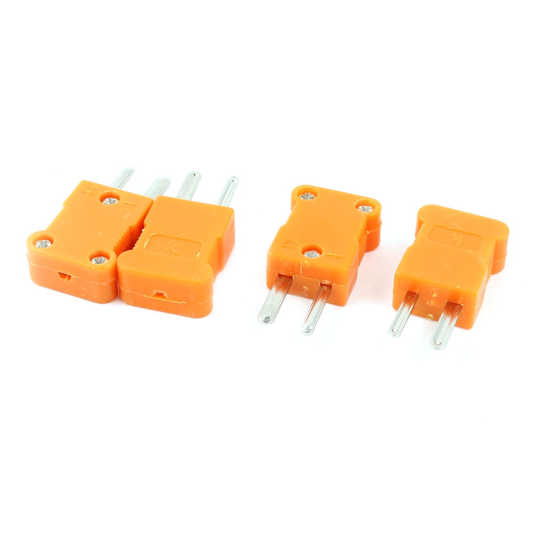 K Type 2 Flat Pin Temperature Sensor Thermocouple Plug Orange 4PCS ...