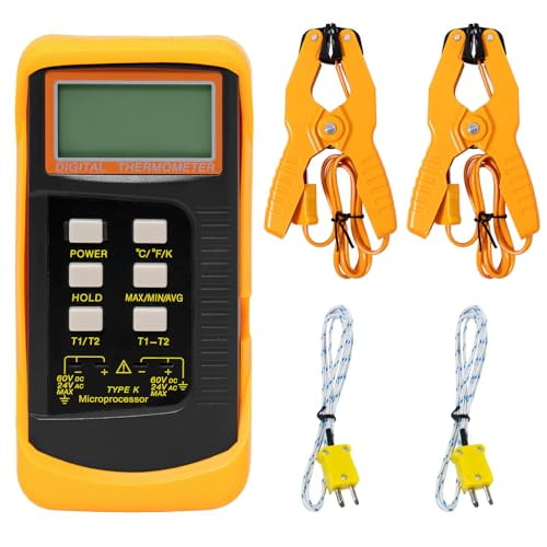 K-Type Digital Thermocouple Thermometer, Dual Channels Thermometer with ...