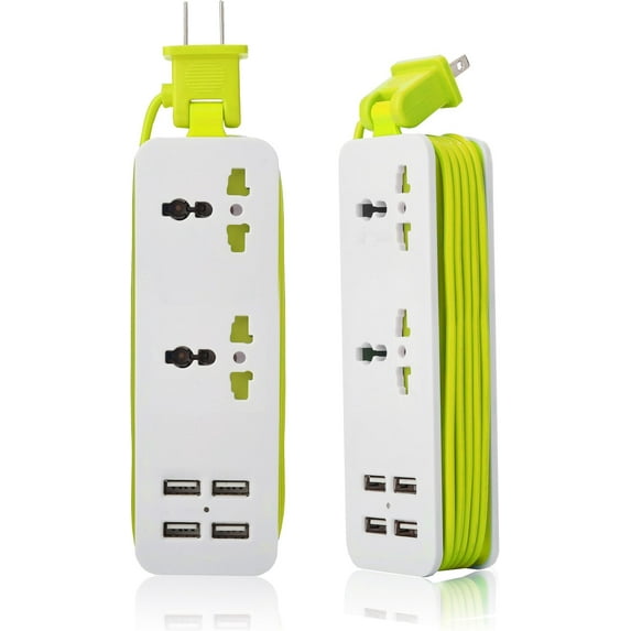 K-century Travel Power Strip Surge Protector with 2 Outlets 4 Output 5V ...