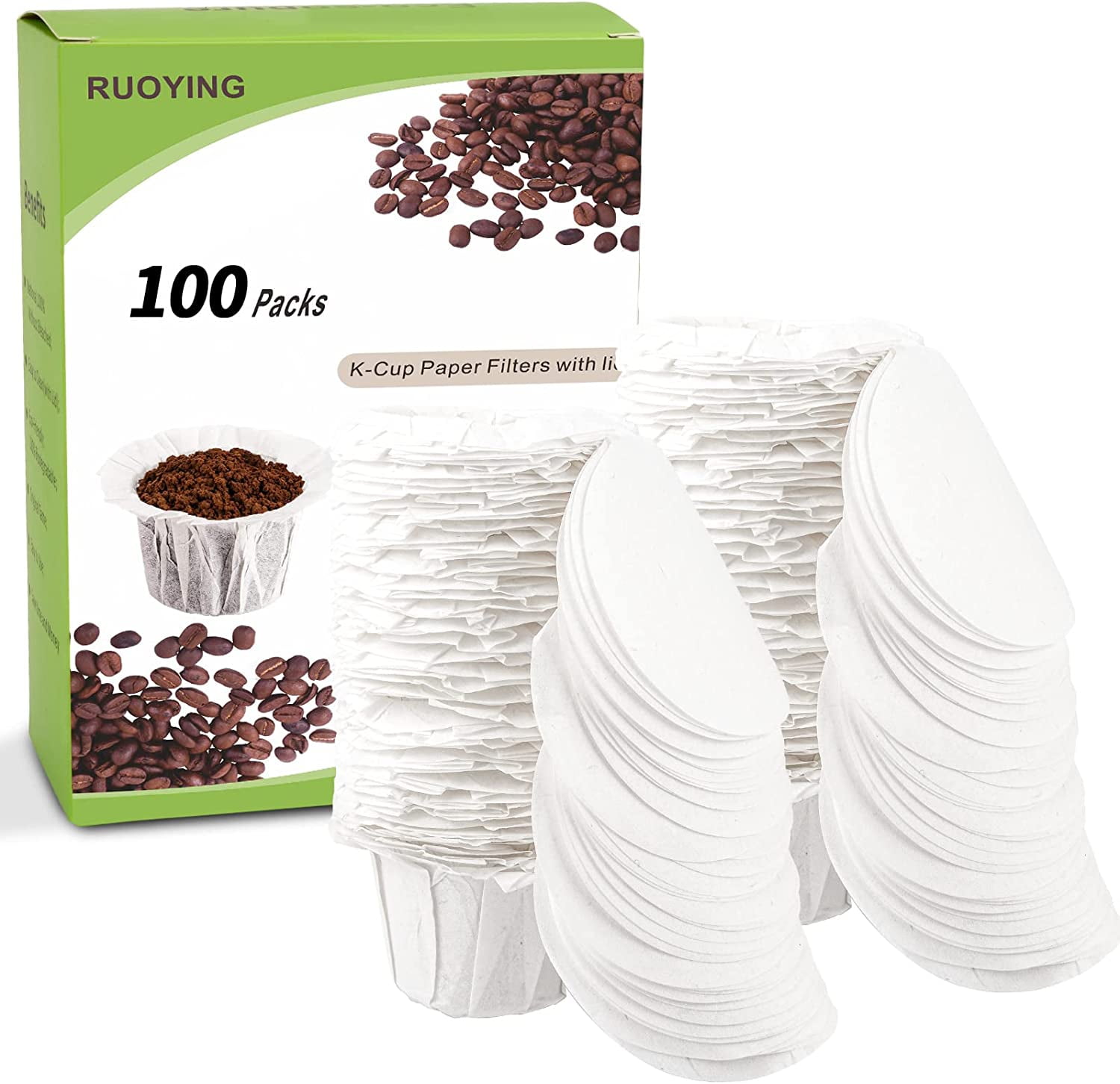 K cup Coffee Paper Filters with Lid Disposable for Reusable Cups, Cup ...