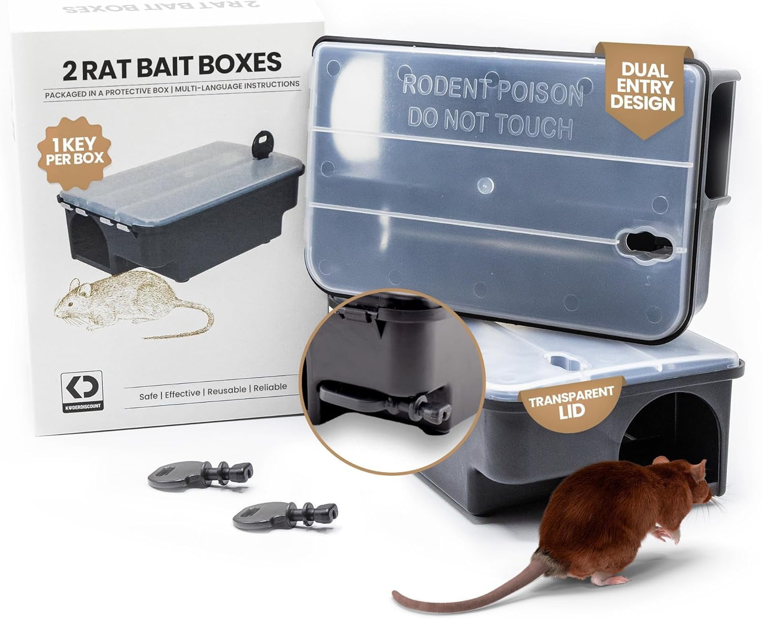 Köder-Discount Mouse & Rat Trap for Outside & Inside – 2 Heavy Duty ...