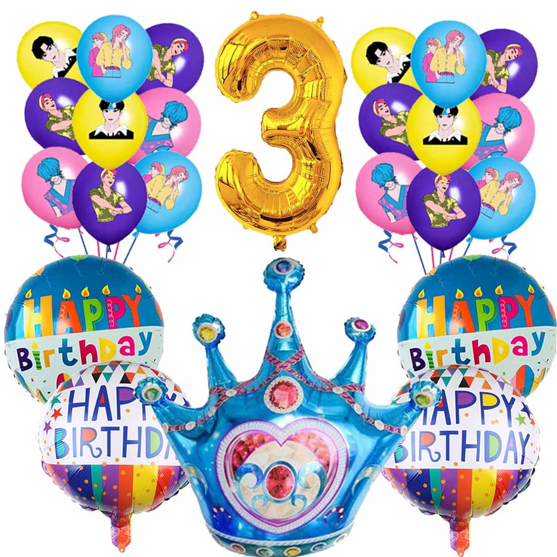 K-pop Boys Balloons Party Supplies 3rd Big Number Decorations Decor Kit Birthday - Walmart.com