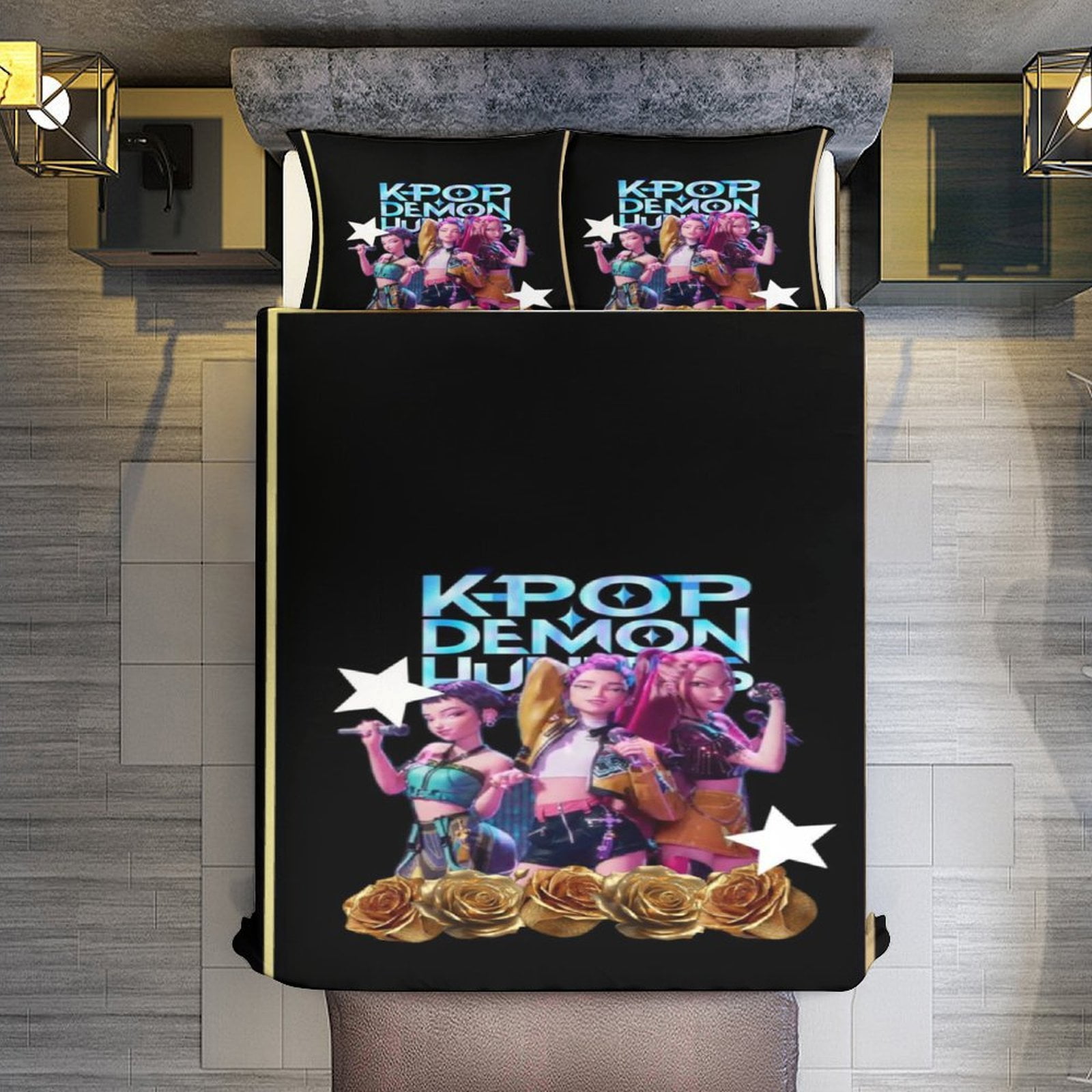 K pop D-emon H-un/ters Wallpaper Bed Sheets for Kids Boys Girls Bedding,Duvet Cover,Queen Sheet ...