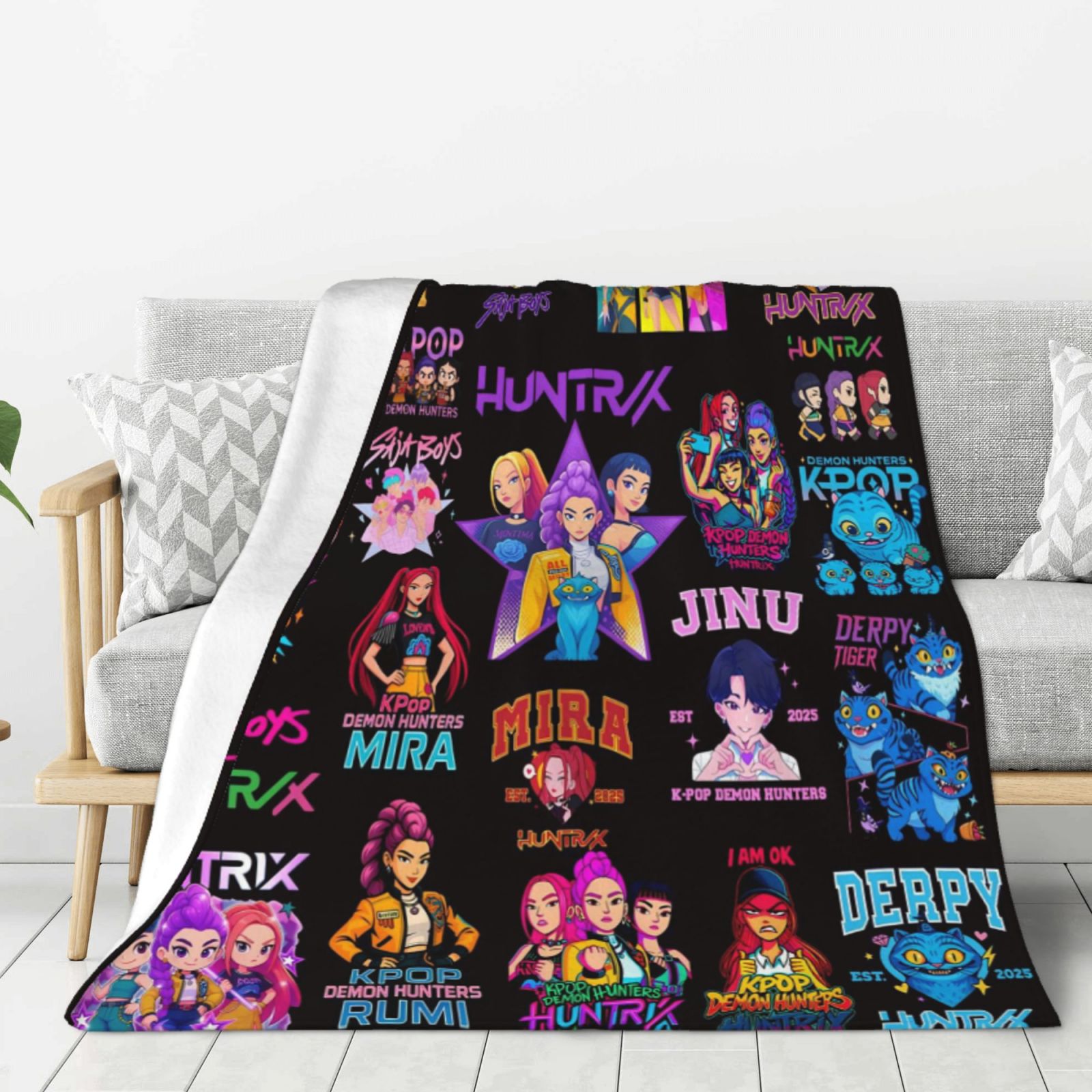 K pop De-mon Hu-nt*er Png Bundle,Sa-Ja Boy Png Fleece Blanket for Bed ...