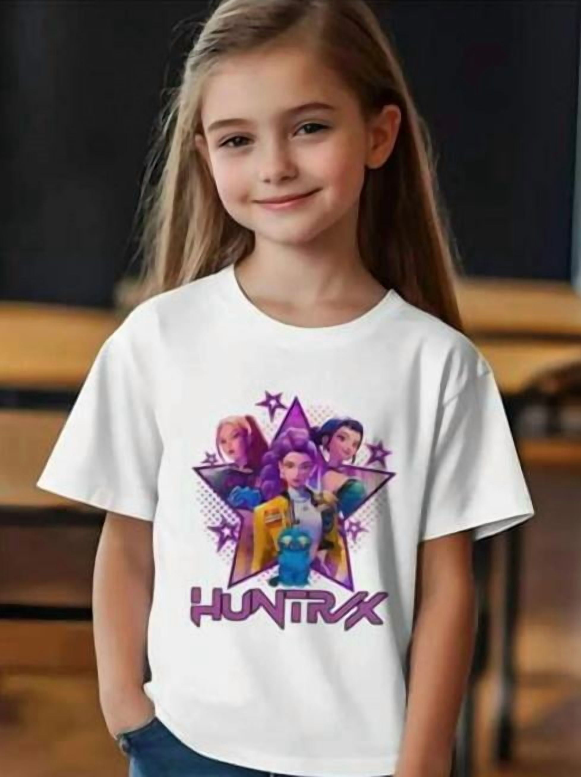 K-pop H-untrix Demon Graphic T-Shirt - Purple & Pink Anime Design ...
