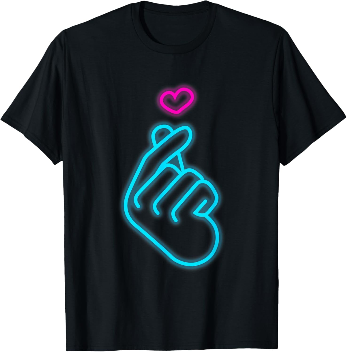 K-pop Hand Symbol Finger Heart Korean Pop Music Women Girls T-Shirt ...