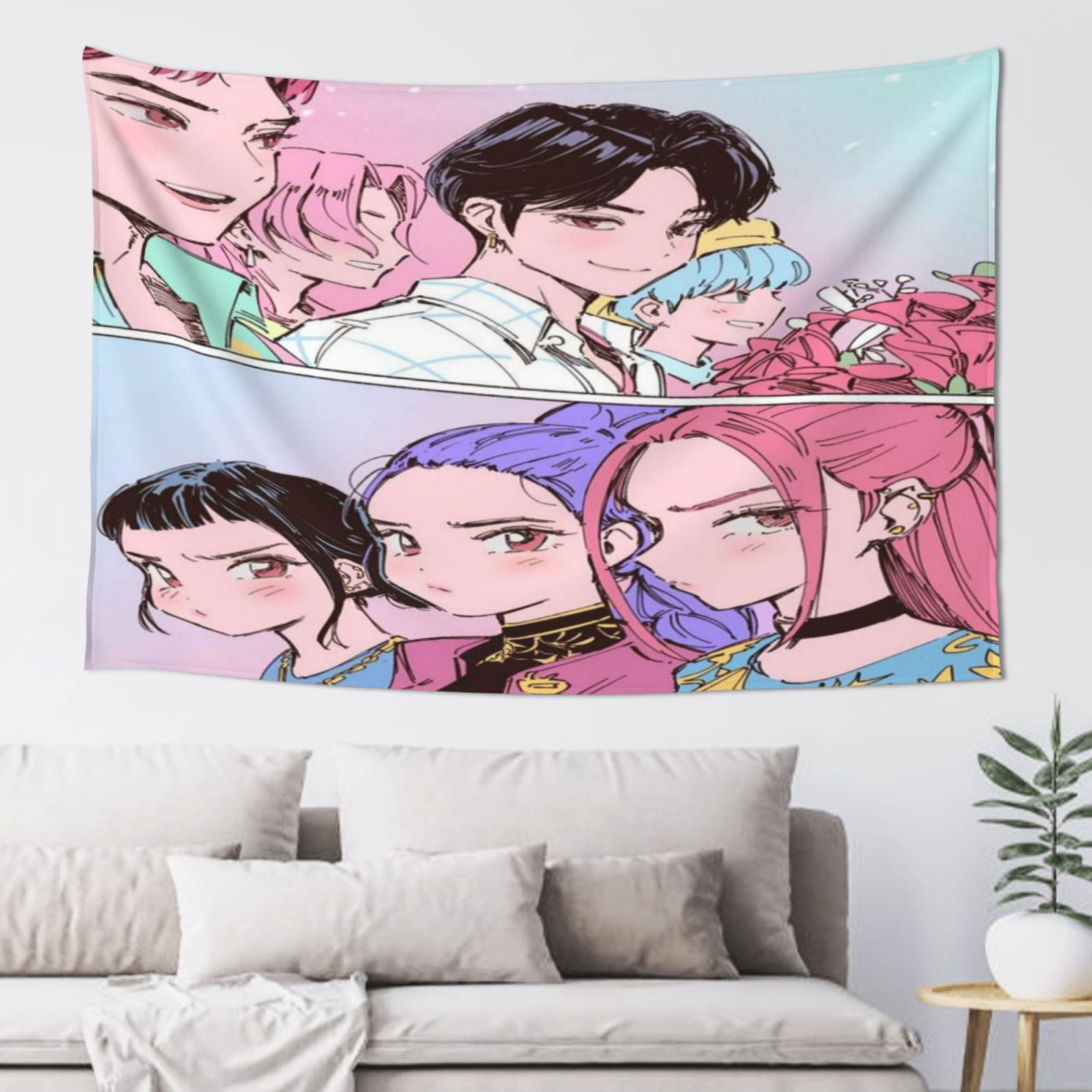 K-pop Music Hunter Tapestry – Aesthetic K-pop Girl Wall Hanging, Vibrant Room Decor for Bedroom ...