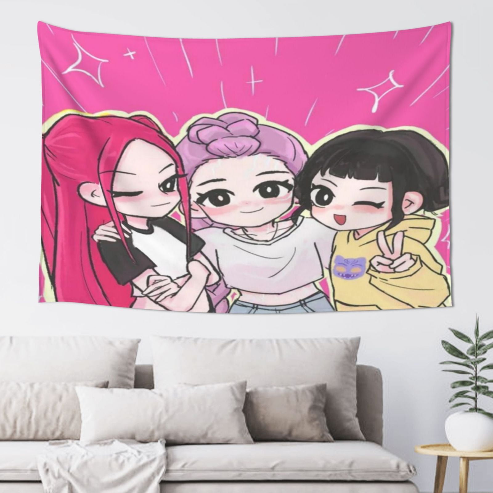 K-pop Music Hunter Tapestry – Aesthetic K-pop Girl Wall Hanging, Vibrant Room Decor for Bedroom ...