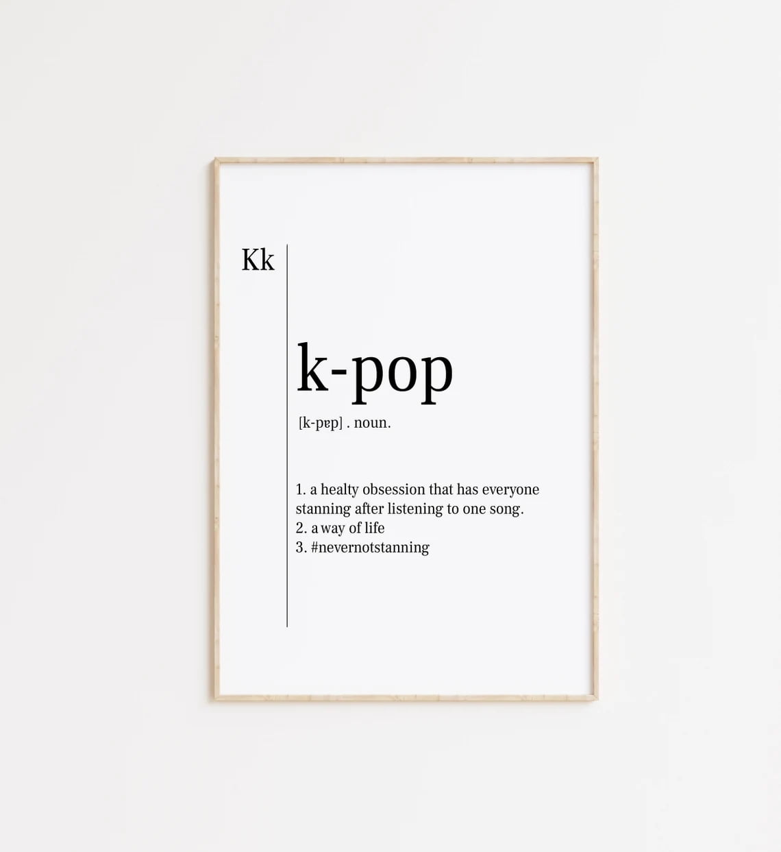 K-pop Sign K-pop Wall Decor K-pop Definition Print K-pop Gift K-pop ...