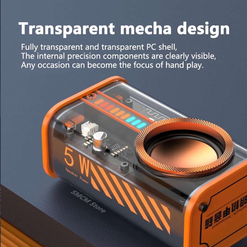 K07 Transparent Mecha Wireless Bluetooth Speaker Sound Light Rhythm Subwoofer TWS Stereo ...