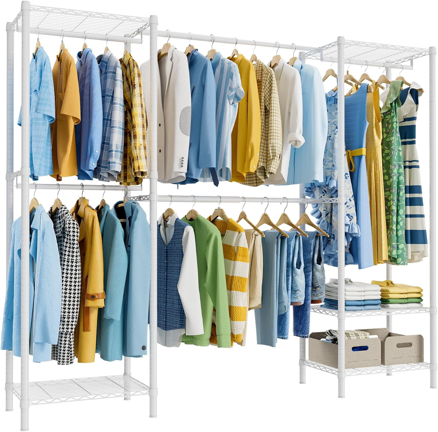 K1 Heavy Duty Clothes Rack Closet, 5 Tiers Adjustable Metal ...