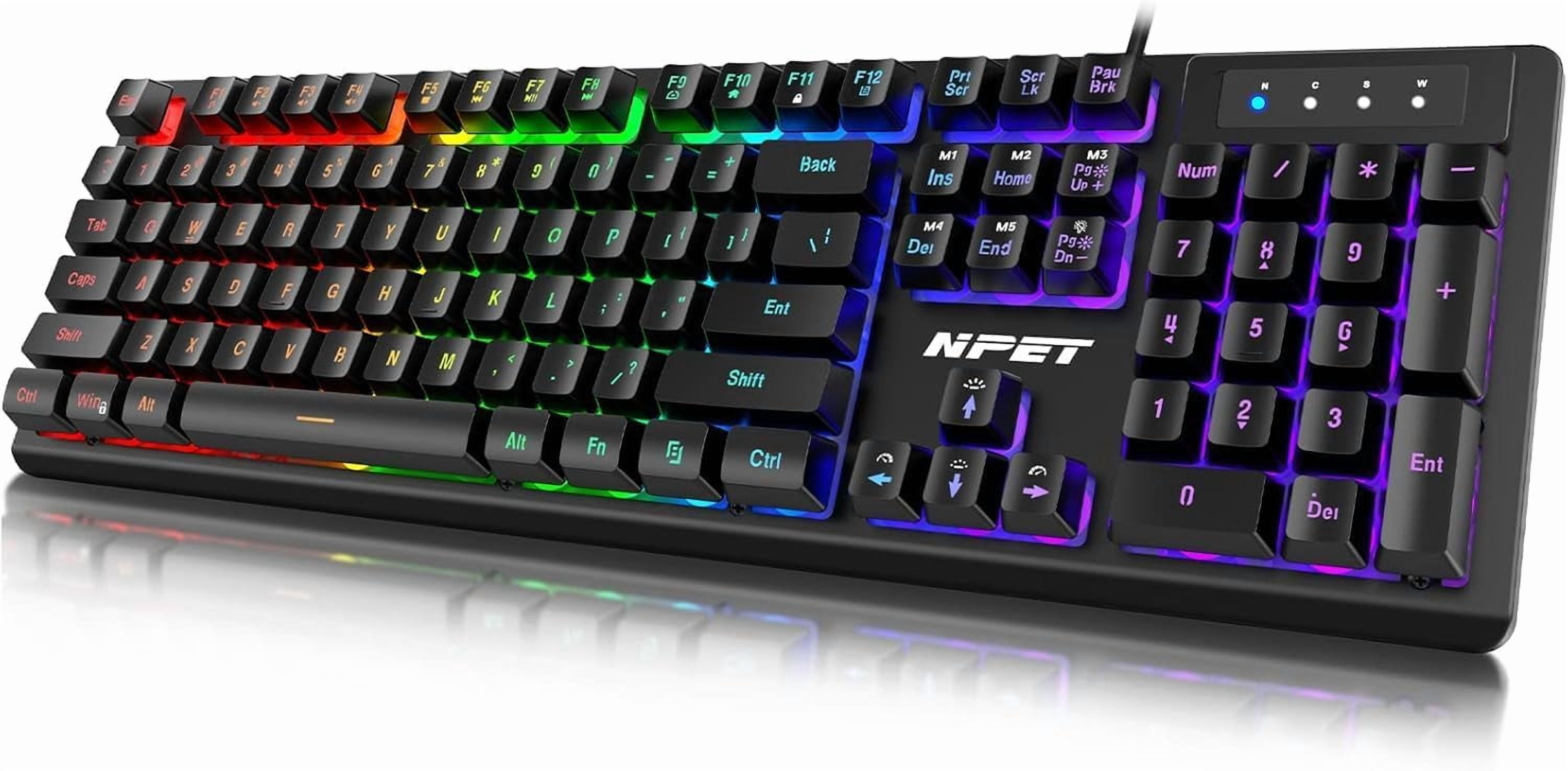 K10 Wired Gaming Keyboard, LED Backlit, Spill-Resistant Design ...