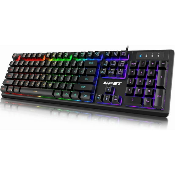 K10 Wired Gaming Keyboard, LED Backlit, Spill-Resistant Design ...