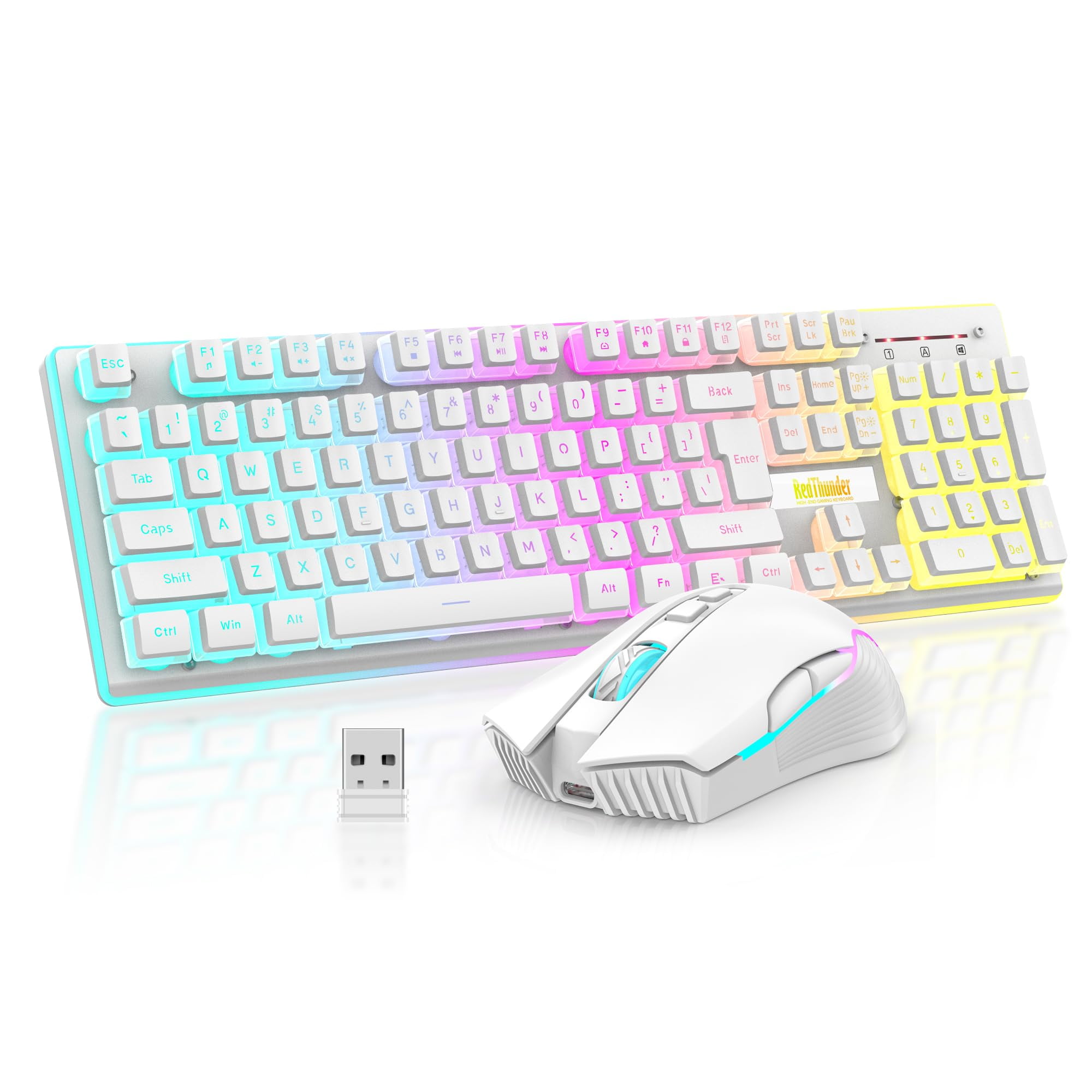 K10 Wireless Gaming Keyboard and Mouse Combo, RGB Backlit Rechargeable ...