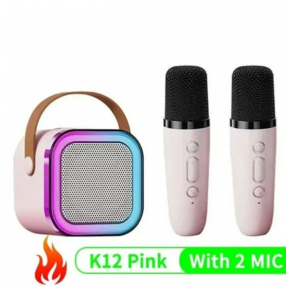 K12 Karaoke Machine Portable Bluetooth Speaker with 1-2 Wireless Mics ...