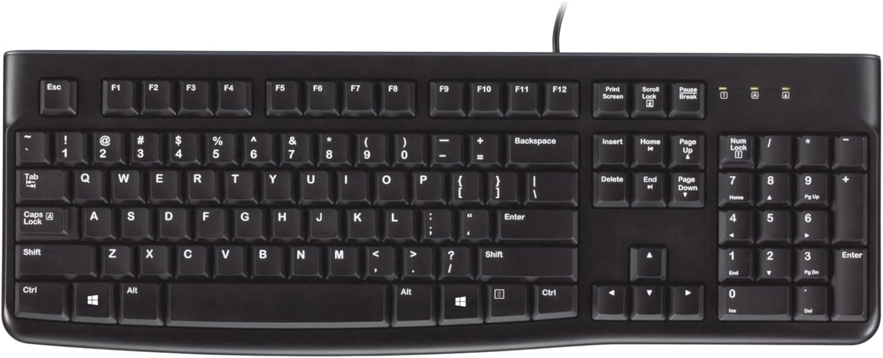 K120 Wired Keyboard, Plug and Play, Full-Size, Spill-Resistant, Curved ...