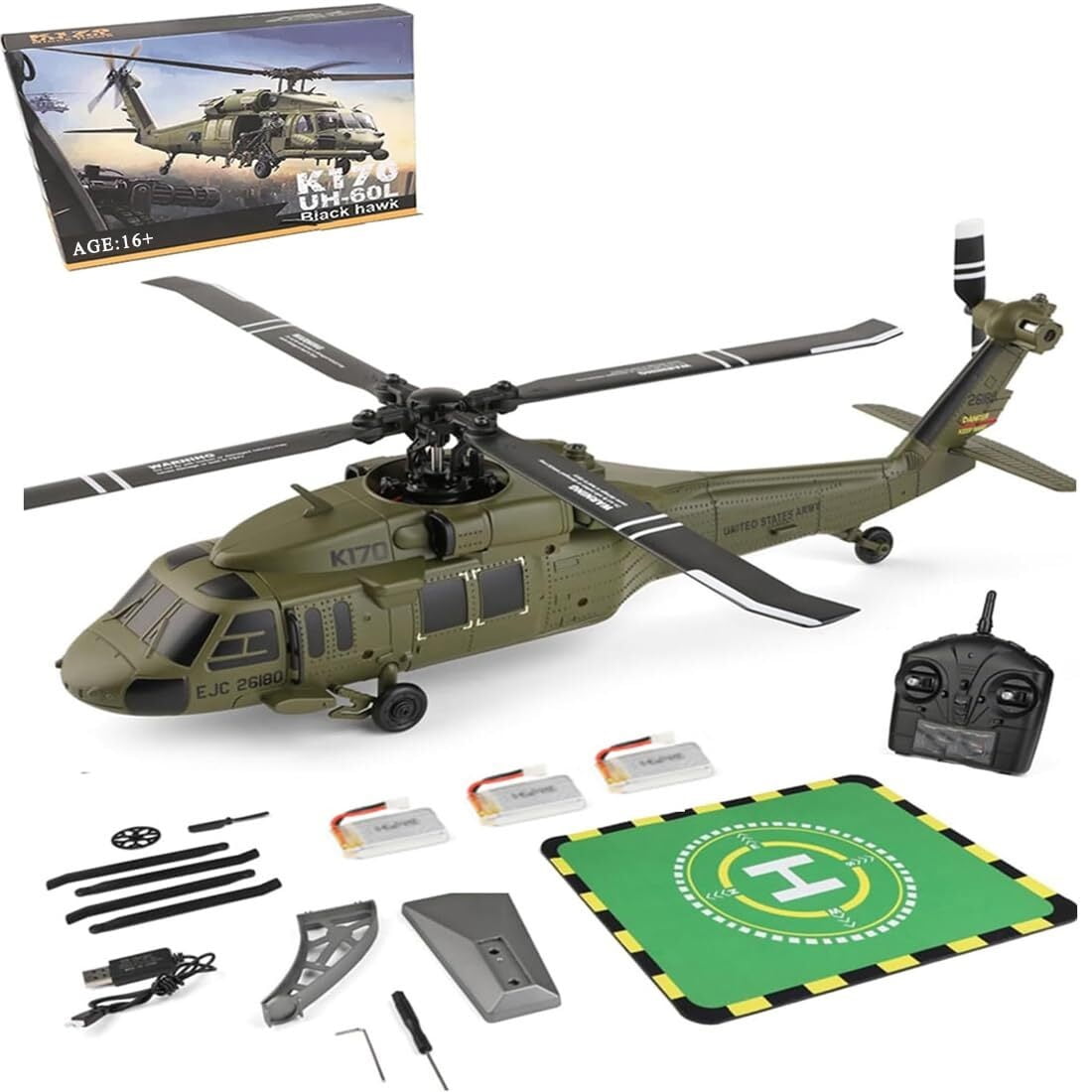 K170 UH60L RC Helicopter for Adults - 6-Axis Gyro Brushless Motor 2.4G ...