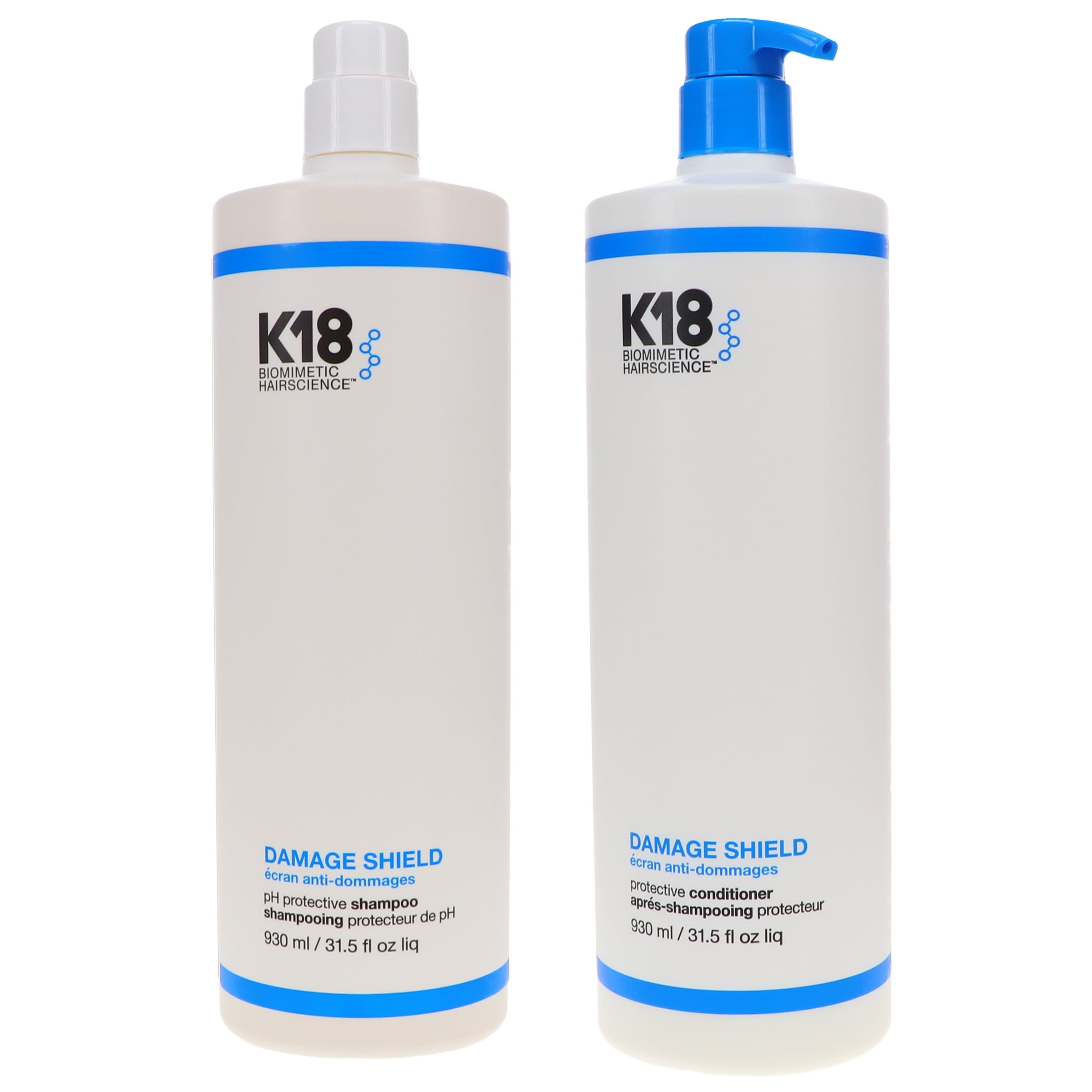 K18 DAMAGE SHIELD pH Protective Shampoo 31.5 oz & DAMAGE SHIELD pH Protective Conditioner 31.5 ...