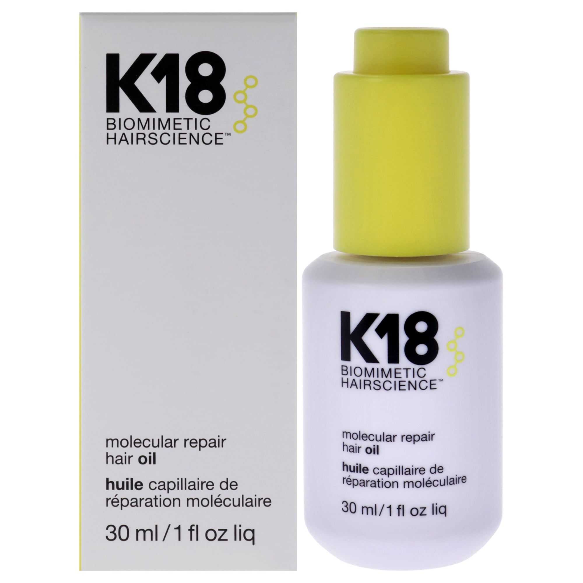 K18 Hair Molecular Repair Hair Oil, 1 oz, strengthens, repairs damage, reduces frizz, enhances ...