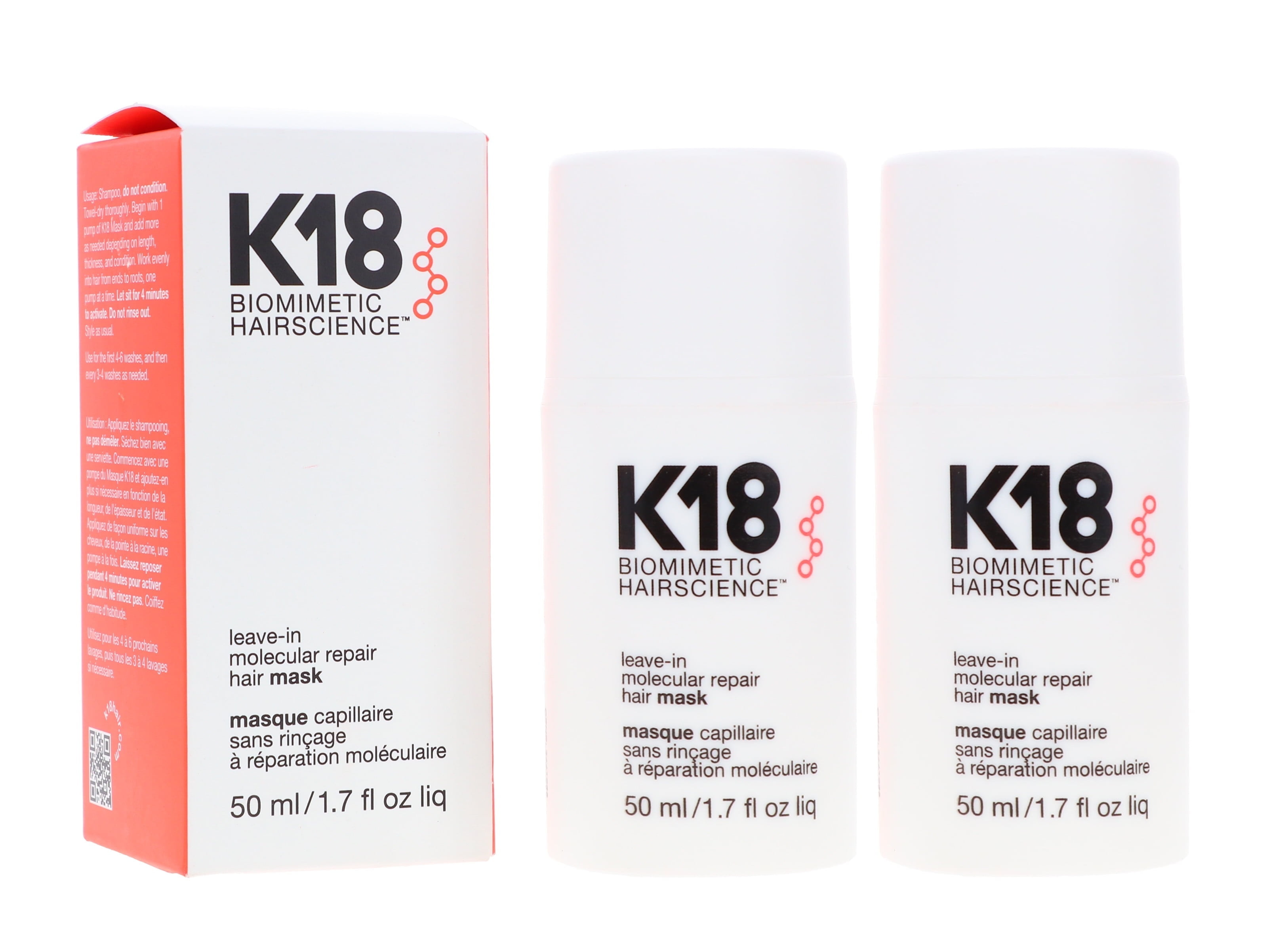 K18‘ Leave-In Molecular Hair Mask, Repairs Dry or Damaged Hair, 1.7 Fl ...