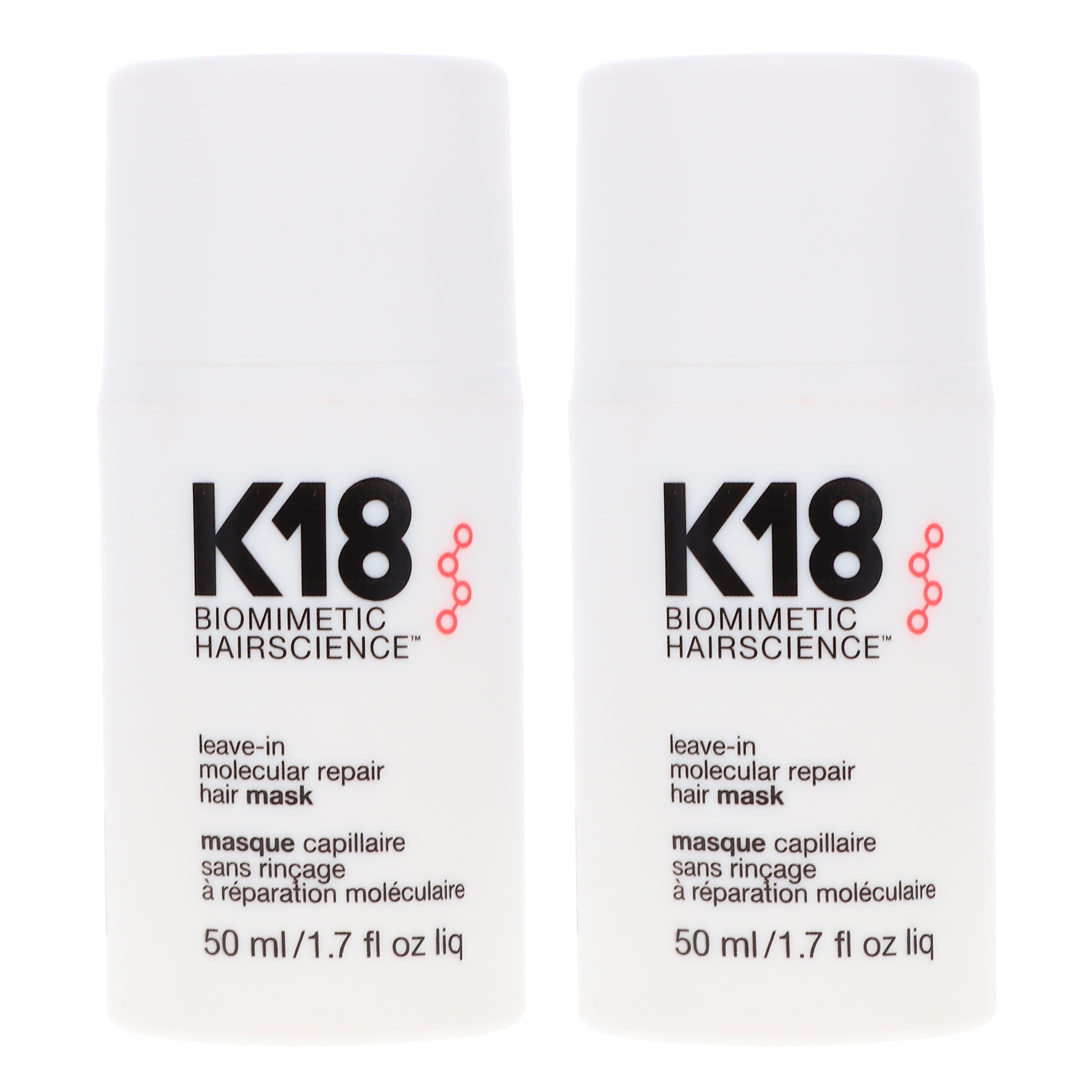 K18 Leave-In Molecular Repair Hair Mask, 1.7 oz, 2 Pack, Keratin ...