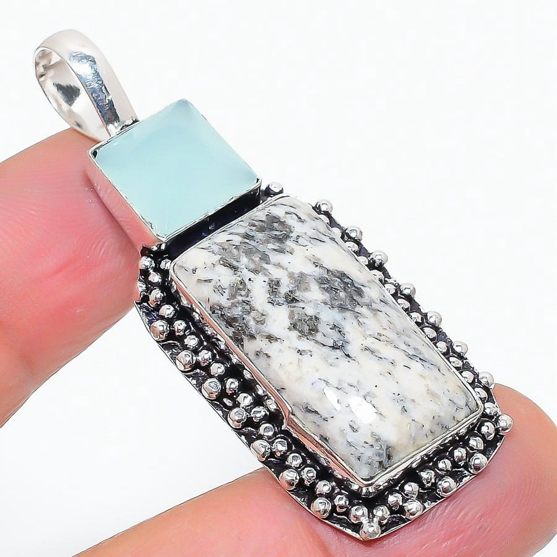K2 Blue Azurite, Chalcedony 925 Sterling Silver Jewelry 2.09" - Walmart.com