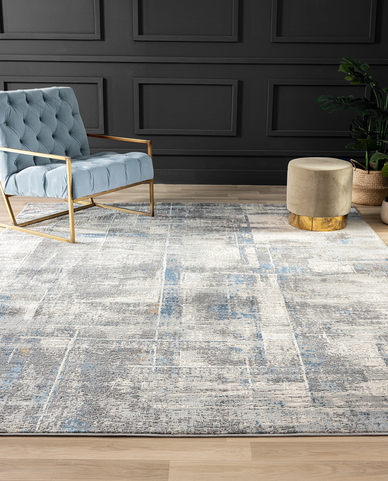 K2 Floor Style - LUMINA Power Loom Greys/Azure Rug - Walmart.com