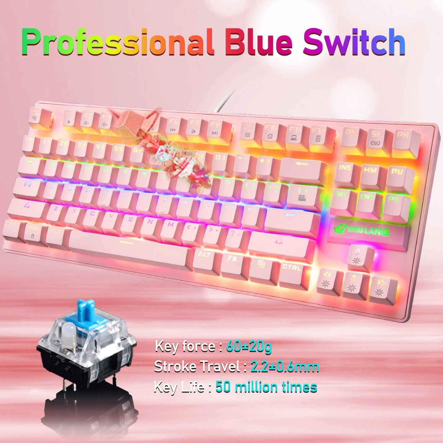 K2 Mechanical Gaming Keyboard Rainbow LED Backlit Wired with Anti-Dust ...