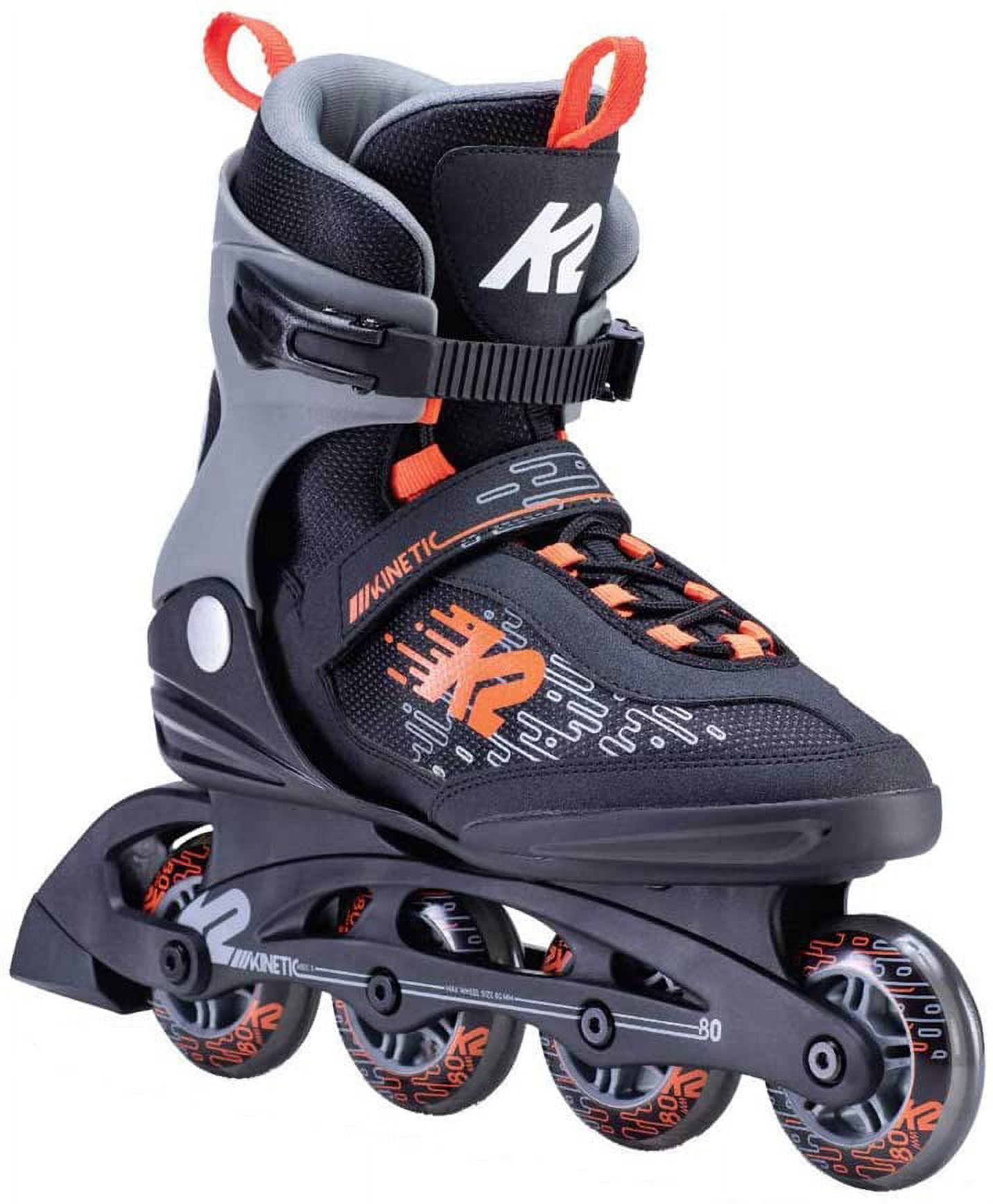 K2 Men's Kinetic 80 Inline Skates, Adjustable, Black/Red, 80mm Wheels ...