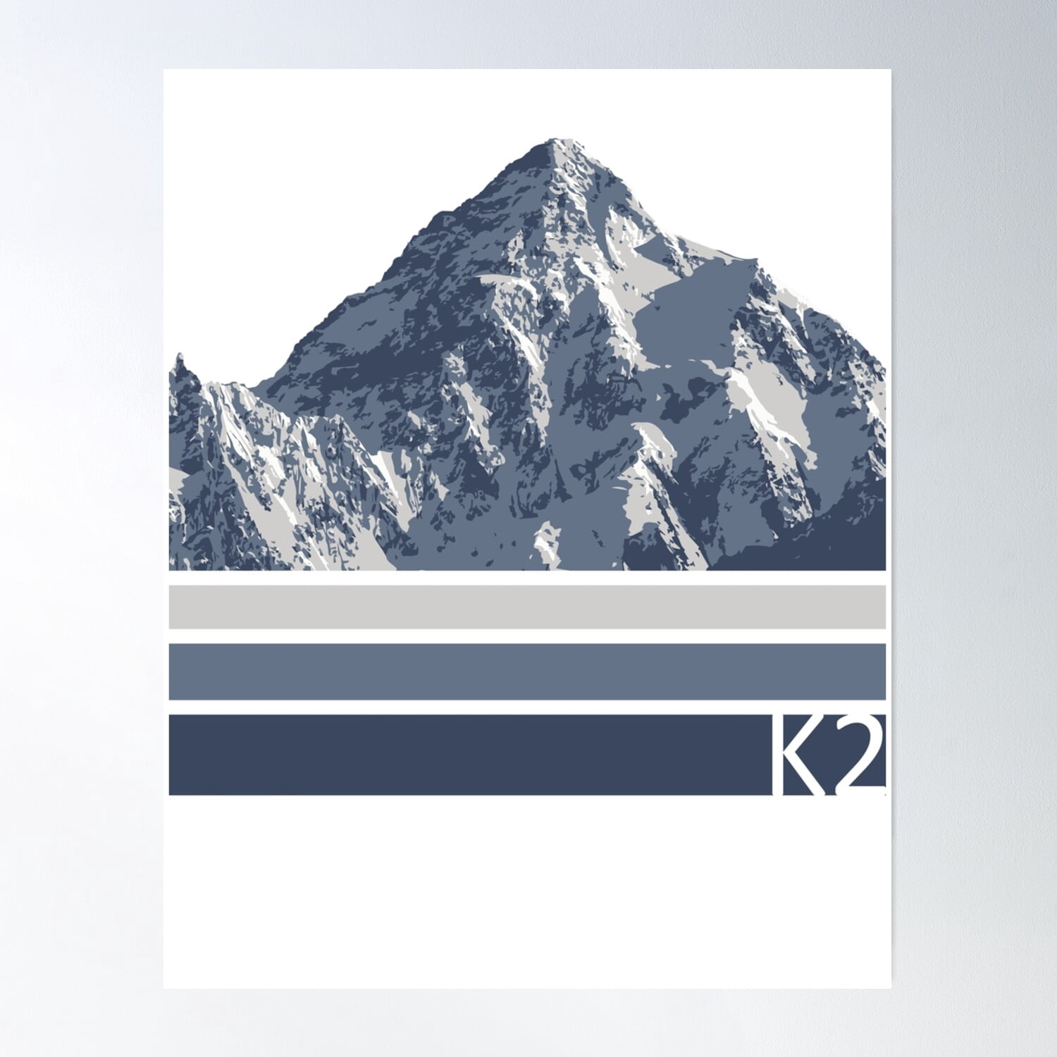 K2 Mountain Illustration Poster Wall Art, Modern Wall Decor, 12x18 ...