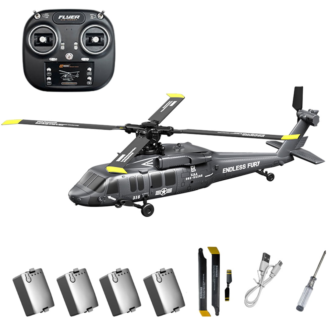 K200 UH-60 Simulation BlackHawkk 6CH RC Helicopter with One-Key ...