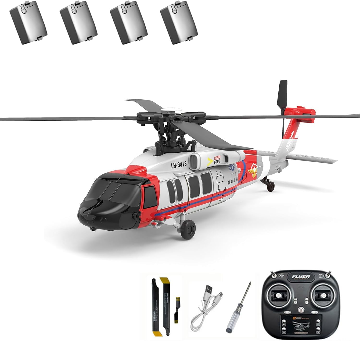 K200 UH-60 Simulation BlackHawkk 6CH RC Helicopter with One-Key ...