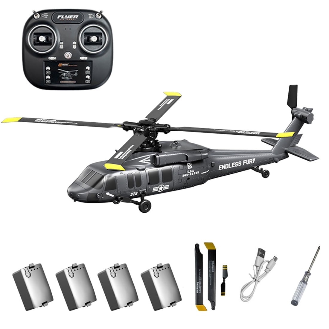 K2000 UH-60 RC Helicopter for Adults, 2.4GHz 6CH Brushless Remote ...