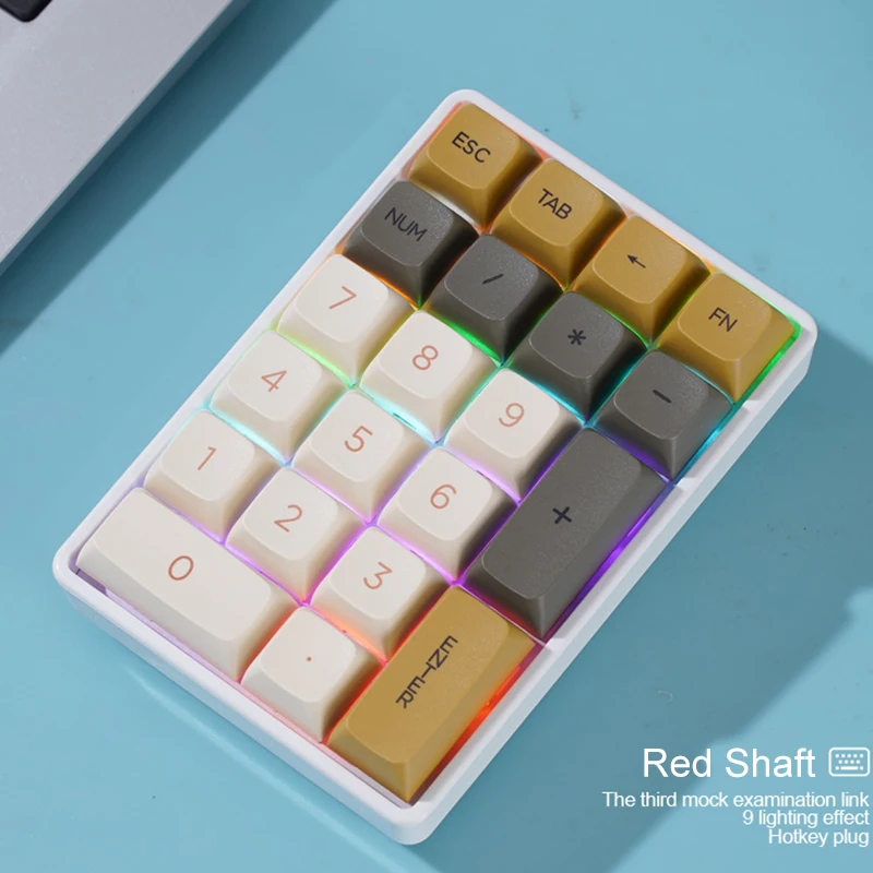 K21 21-Key Mechanical Keyboard, BT/2.4Ghz/USB-C Connection, Colourful ...