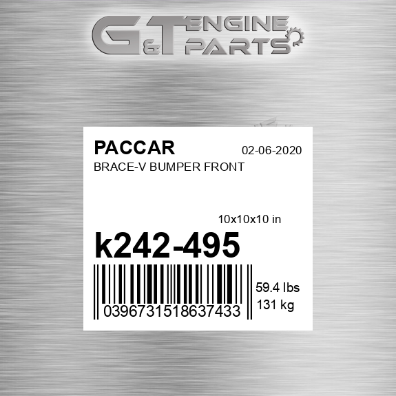 K242-495 BRACE-V BUMPER FRONT fits Paccar (New OEM) - Walmart.com