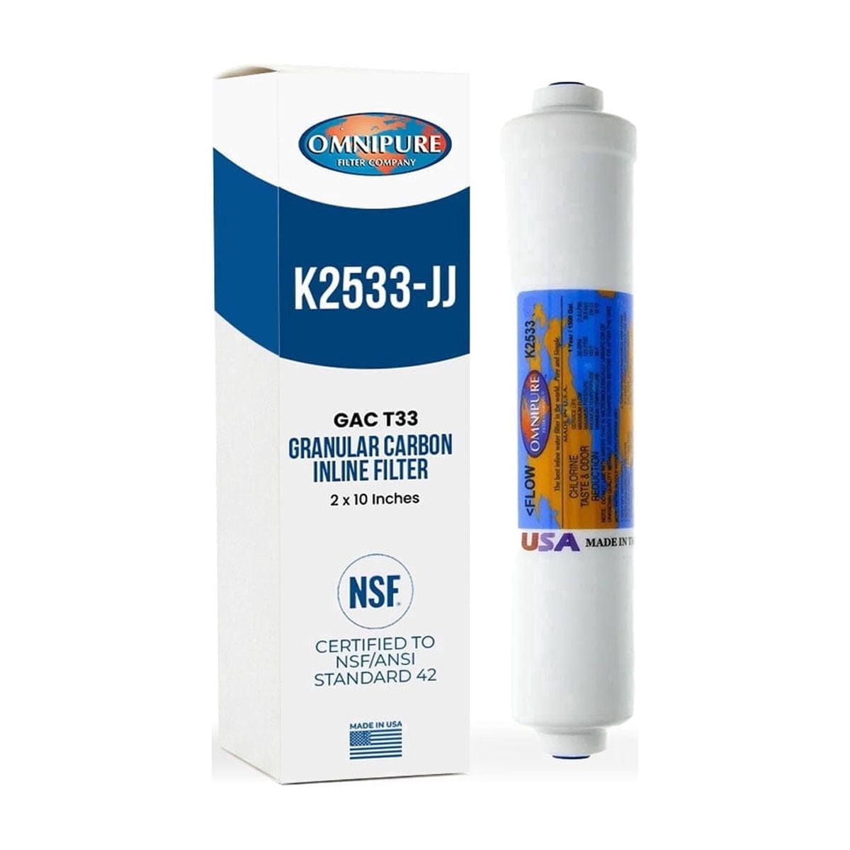 Omnipure K2533 GAC T33 Granular Carbon Inline Filter 2 x 10 Inches ...