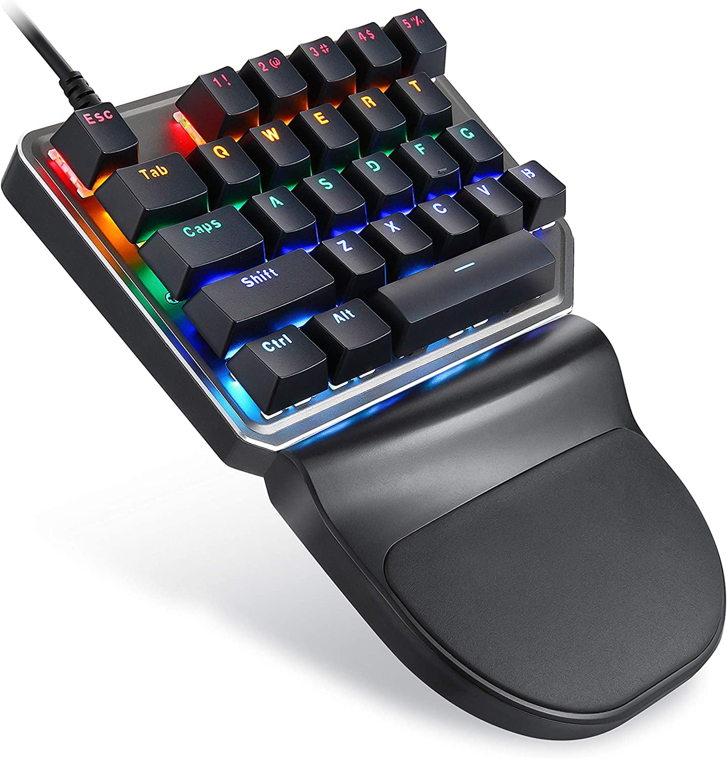 K27 One-Handed Mechanical Mini Gaming Keypad 27 Keys, 9 LED Backlit USB ...